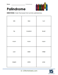 Palindromes Worksheets - 15 Worksheets.com