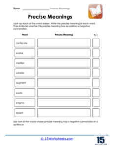 Precise Word Meanings Worksheets - 15 Worksheets.com