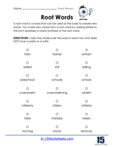 Root Words Worksheets | Vocabulary Collection - 15 Worksheets.com