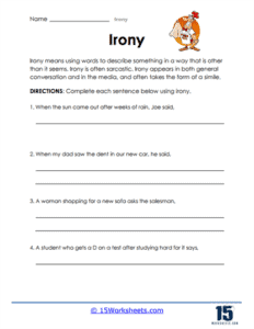 Irony Worksheets - 15 Worksheets.com