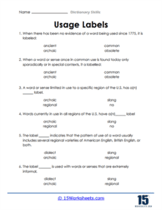 Dictionary Skills Worksheets - 15 Worksheets.com