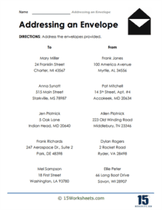 Addressing an Envelope Worksheets - 15 Worksheets.com