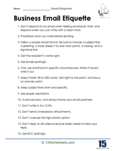 Email Etiquette Worksheets - 15 Worksheets.com