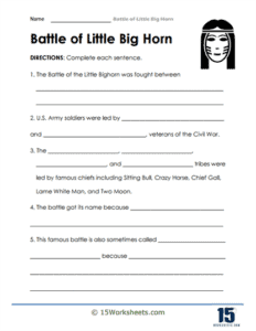 Battle of Little Big Horn Worksheets | Historic Conflict - 15 ...