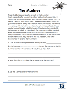 Branches of the Military Worksheets - 15 Worksheets.com