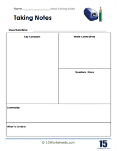 Note Taking Worksheets - 15 Worksheets.com