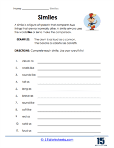 Similes Worksheets - 15 Worksheets.com