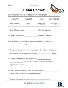 Cesar Chavez Worksheets - 15 Worksheets.com