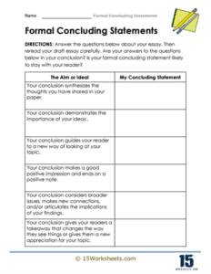 Concluding Statements Worksheets - 15 Worksheets.com