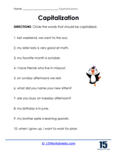 Capitalization Worksheets | Boost Writing Conventions - 15 Worksheets.com