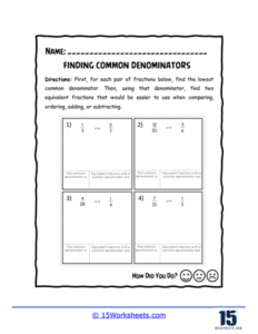 Common Denominators Worksheets | Confidently Convert - 15 Worksheets.com