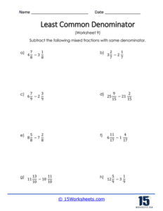 Least Common Denominator Worksheets | Fraction Series - 15 Worksheets.com
