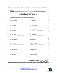 Rounding Decimals Worksheets | Practice - 15 Worksheets.com