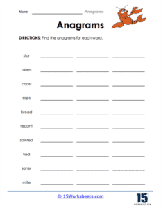 Anagrams Worksheets - 15 Worksheets.com