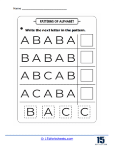 Patterns of Letters Worksheets - 15 Worksheets.com