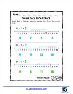 Number Line Subtraction Worksheets | Differences - 15 Worksheets.com