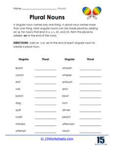 Plural Worksheets | Changing Word Endings - 15 Worksheets.com