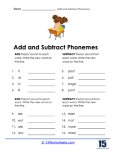 Add and Subtract Phonemes Worksheets - 15 Worksheets.com