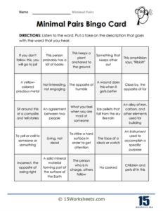 Minimal Pairs Worksheets - 15 Worksheets.com