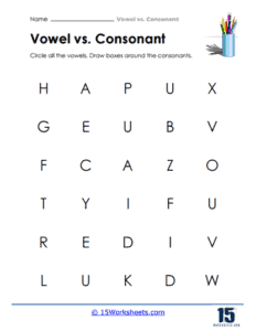 Vowels vs. Consonants Worksheets | Phonics Awareness - 15 Worksheets.com