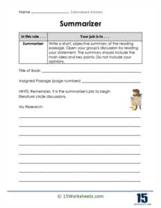 Literature Circles Worksheets - 15 Worksheets.com