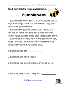 Grade 1 Reading Comprehension Worksheets - 15 Worksheets.com