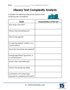 Text Complexity Analysis Worksheets - 15 Worksheets.com