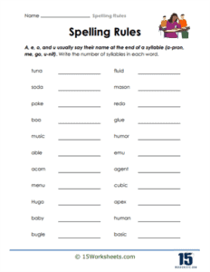 Spelling Rules & Patterns: 15 Free Printable Worksheets