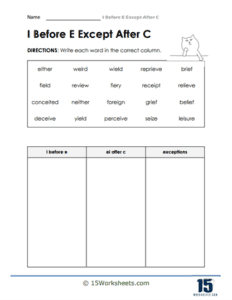 I Before E Except After C Worksheets - 15 Worksheets.com