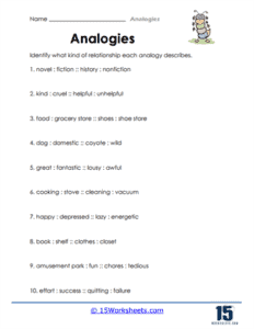 Analogies Worksheets - 15 Worksheets.com