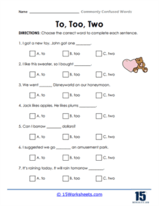 Commonly Confused Words Worksheets - 15 Worksheets.com