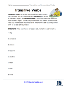 Transitive and Intransitive Verbs Worksheets - 15 Worksheets.com