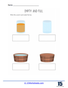 Empty vs. Full Worksheets | Measure Comparisons - 15 Worksheets.com