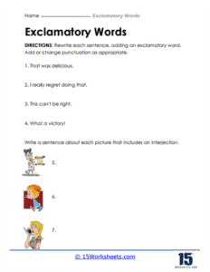 Exclamatory Words Worksheets | Enhance Expression - 15 Worksheets.com