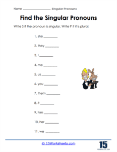 Singular Pronouns Worksheets - 15 Worksheets.com