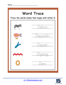 Letter Z Worksheets - 15 Worksheets.com
