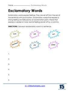 Exclamatory Words Worksheets | Enhance Expression - 15 Worksheets.com