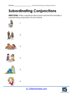 Subordinating Conjunctions Worksheets | Sentence Variety - 15 ...