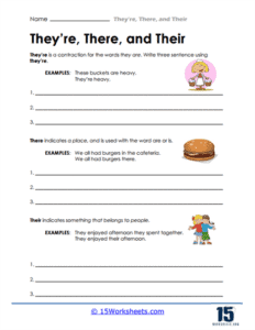 They're, There, and Their Worksheets | Confusing Homophones - 15 ...