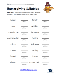 Thanksgiving Worksheets | Turkey Day Activities - 15 Worksheets.com