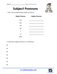 Subject Pronouns Worksheets | Grammar & Clarity - 15 Worksheets.com