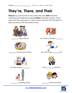 They're, There, and Their Worksheets | Confusing Homophones - 15 ...