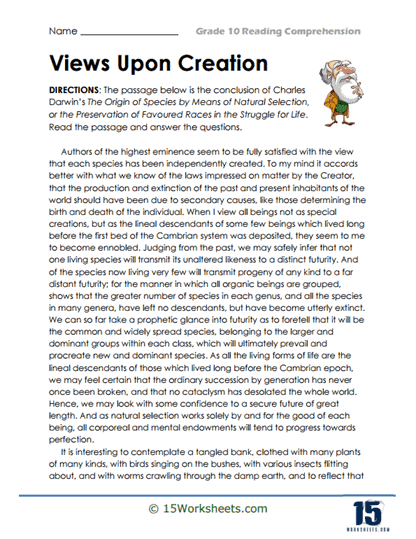Grade 10 Reading Comprehension Worksheets