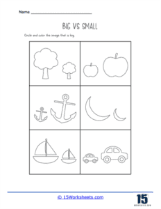Big vs. Small Worksheets | Relative Size Skills - 15 Worksheets.com