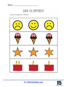 Same vs. Different Worksheets | Comparisons - 15 Worksheets.com