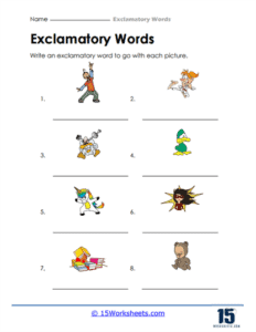 Exclamatory Words Worksheets | Enhance Expression - 15 Worksheets.com