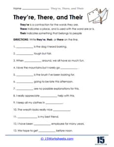 They're, There, and Their Worksheets | Confusing Homophones - 15 ...