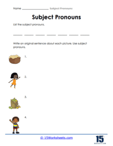 Subject Pronouns Worksheets | Grammar & Clarity - 15 Worksheets.com