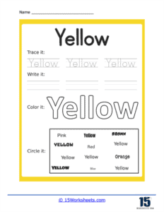 Yellow Worksheets | Learning Colors - 15 Worksheets.com