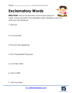Exclamatory Words Worksheets | Enhance Expression - 15 Worksheets.com
